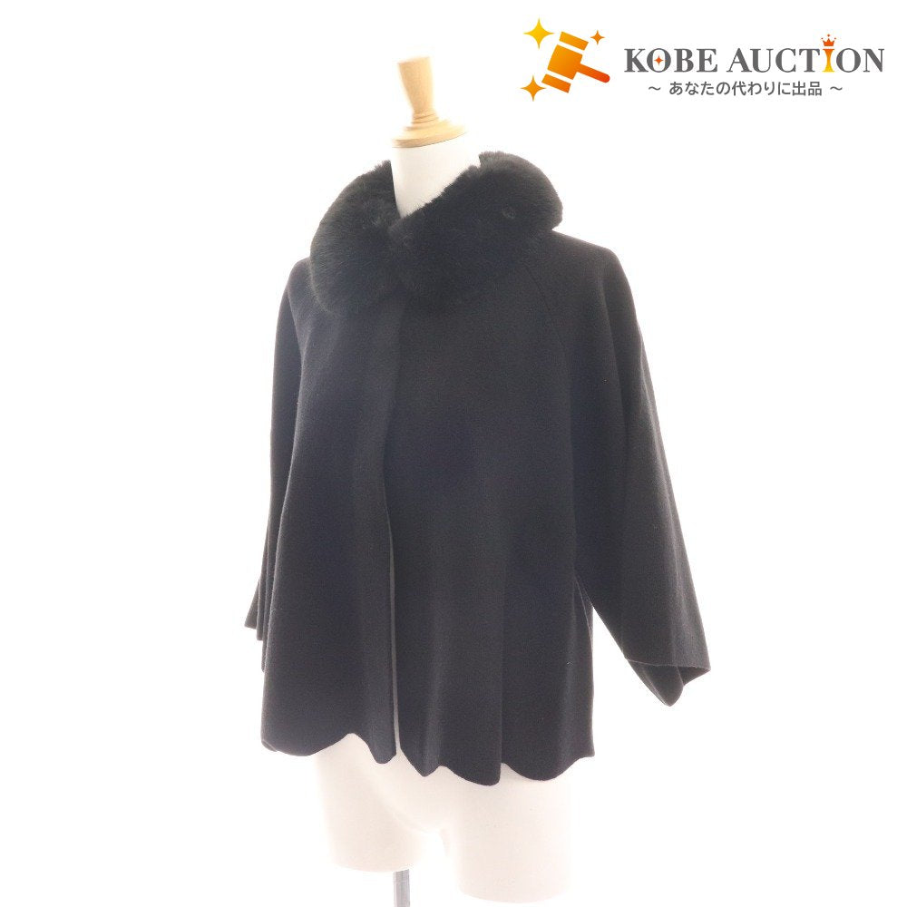 エムズグレイシー ハーフコート CR-018575(7S) アウター フェイクファー レディース 40 ブラック タグ付き 未使用 ...