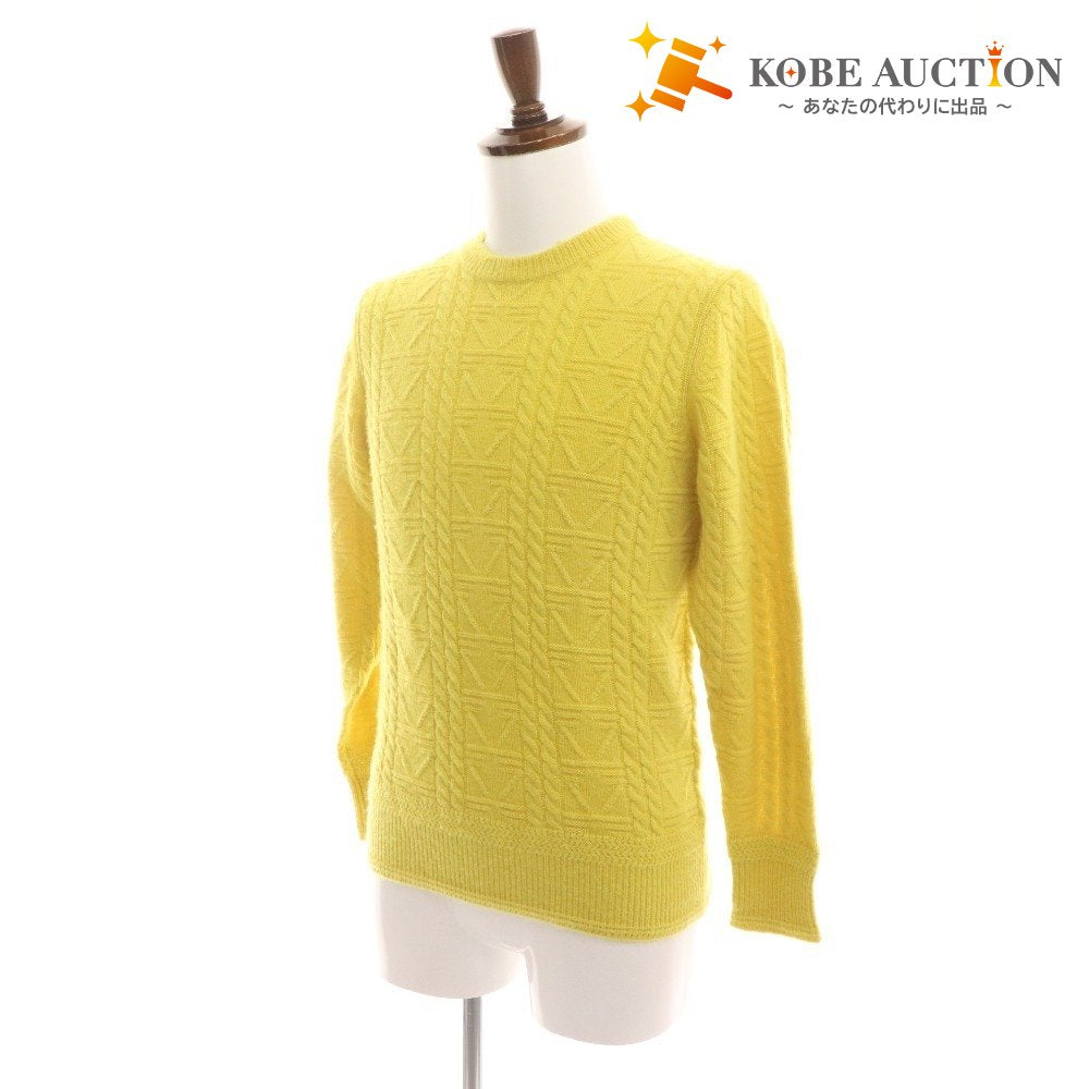 Side slope knit sweater top cashmere cable men's 1 yellow – KOBE AUCTION
